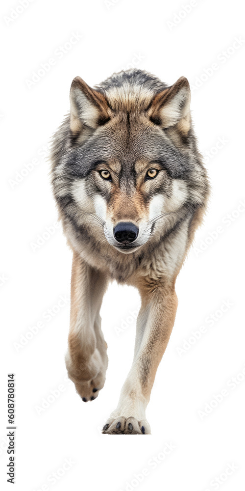 a Timberwolf full body in an aggressive stance, frontal view in a ...