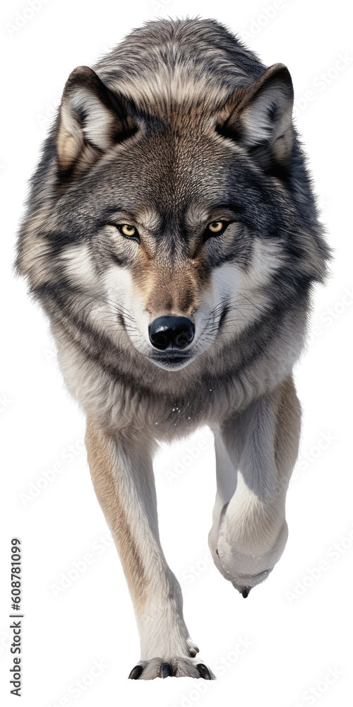 a Timberwolf full body in an aggressive stance, frontal view in a ...