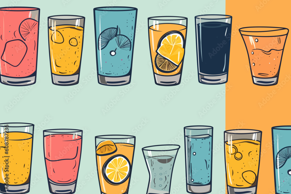 Doodle inspired Highball glass pattern pattern, cartoon sticker, sketch ...