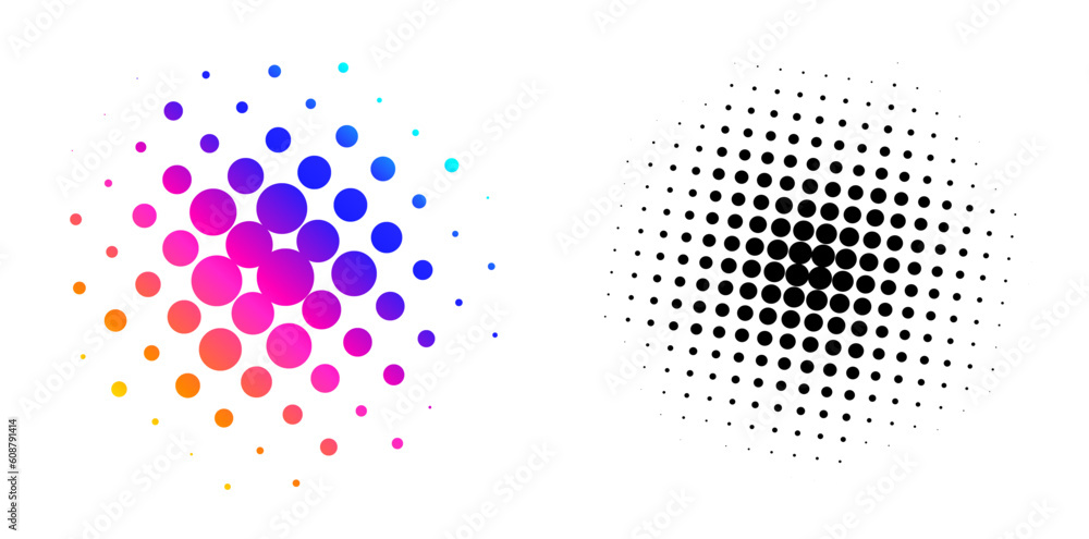 Set Design elements symbol Editable halftone frame dot circle pattern ...