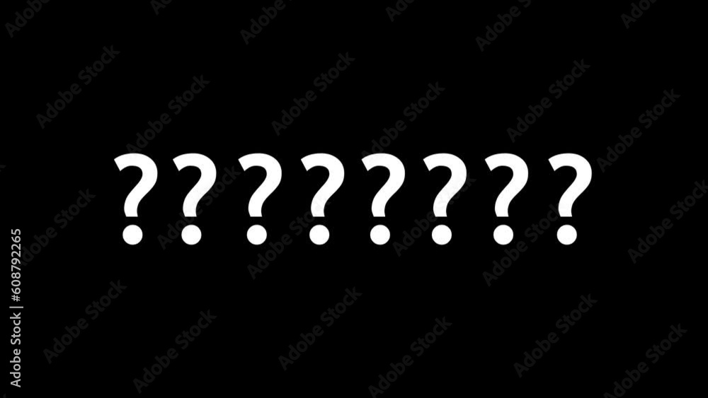 Question mark pop up in line one by one with bouncy effect, alpha ...