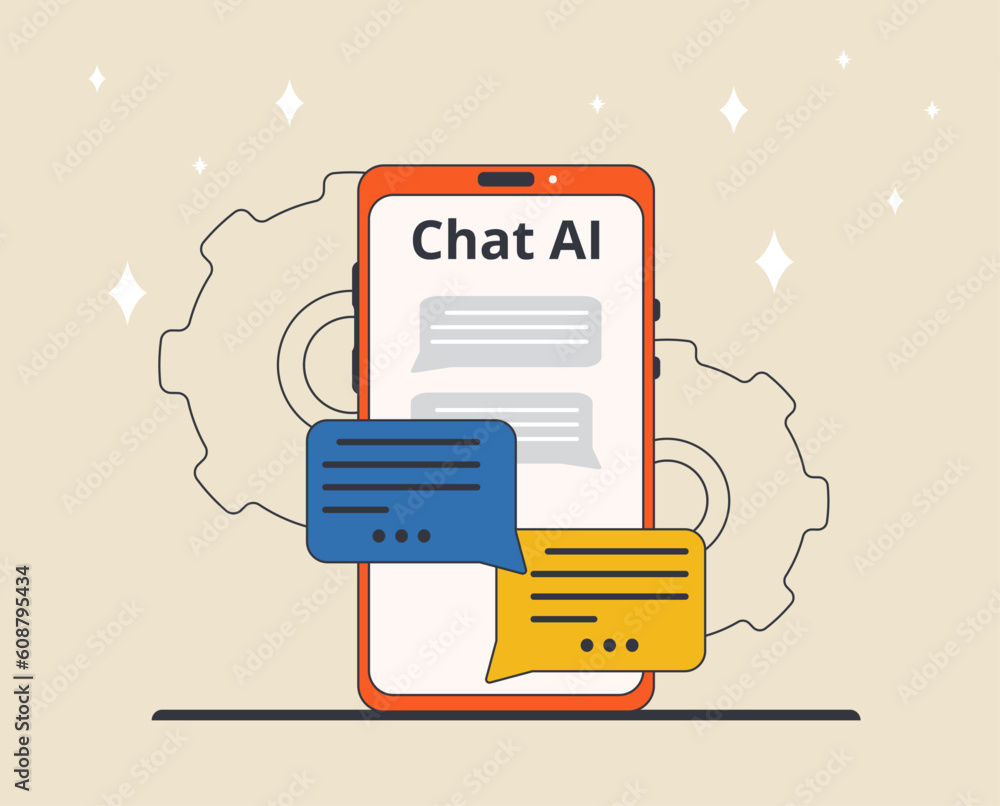 Illustrations of the ChatAI chat method. Artificial intelligence ...