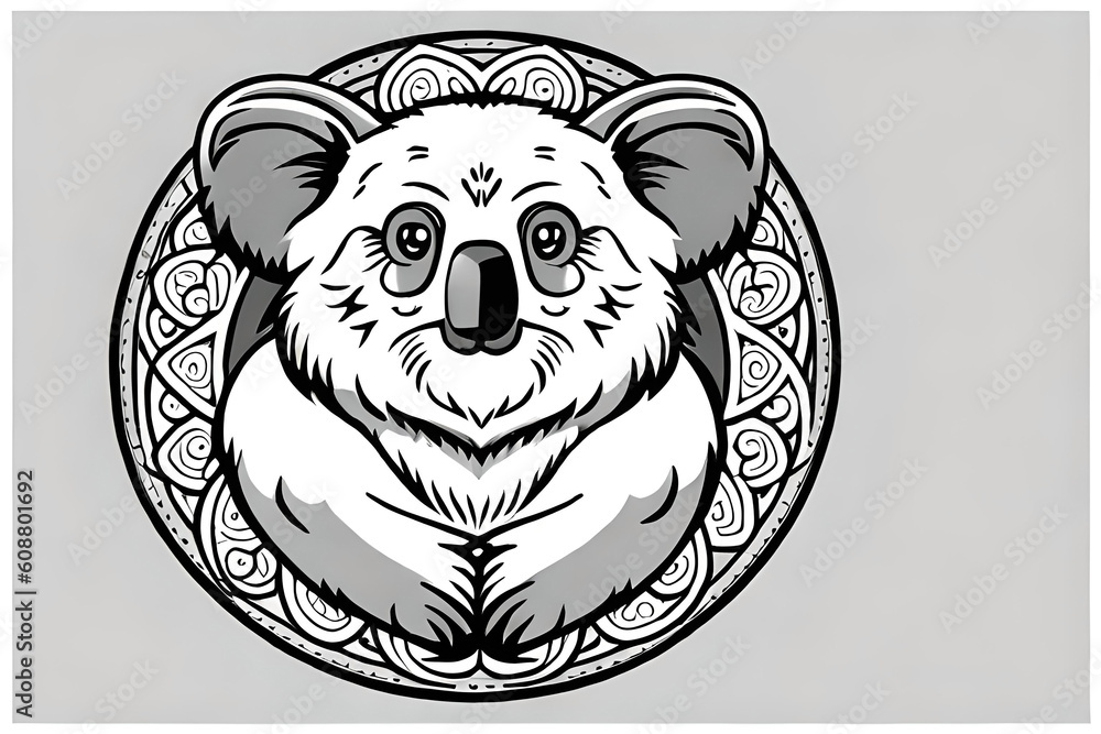 Koala coloring page for children and adults. Beautiful drawings with ...