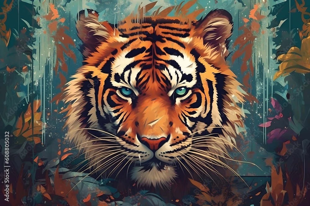 Beautiful cartoon Tiger portrait, printable wallpaper, perfect for ...