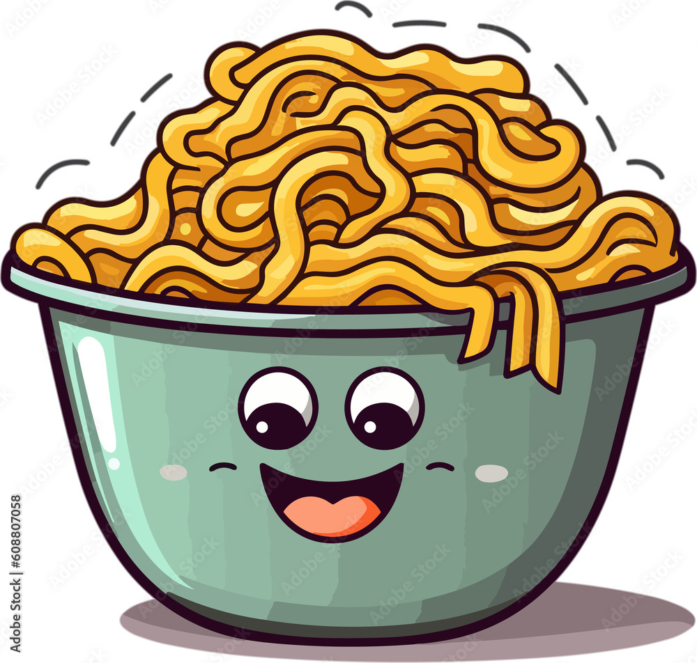 Cute Noodle Cartoon Png White Transparent Background Stock Illustration ...