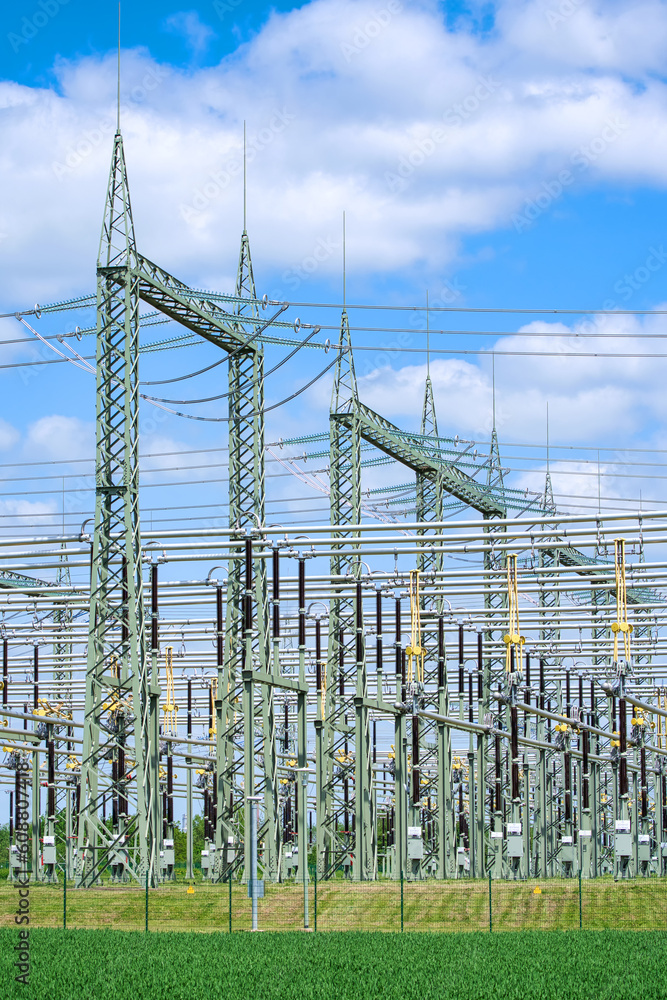 High voltage grid substation electrical energy, substation gas ...