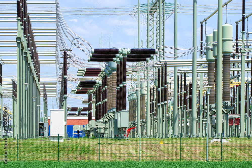 High voltage grid substation electrical energy, substation gas ...
