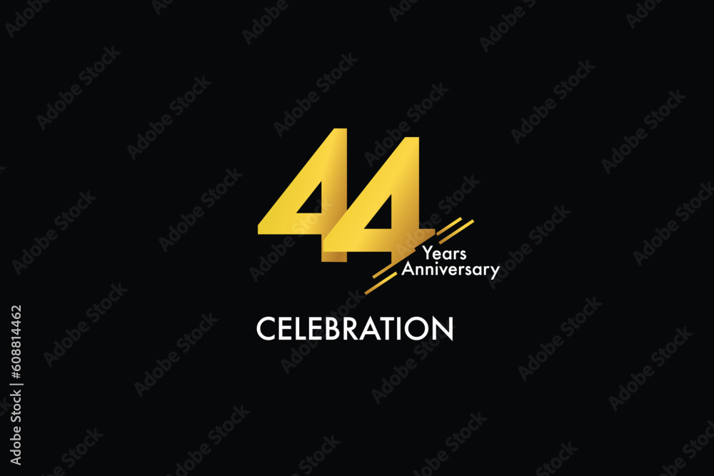 44th, 44 years, 44 year anniversary gold color on black background ...