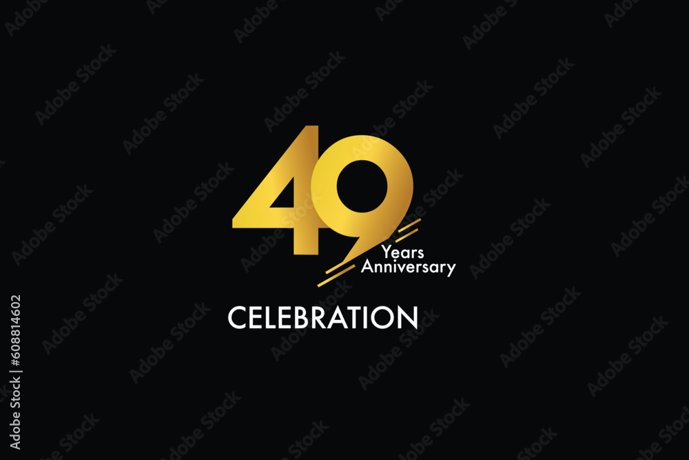 49th, 49 years, 49 year anniversary gold color on black background ...