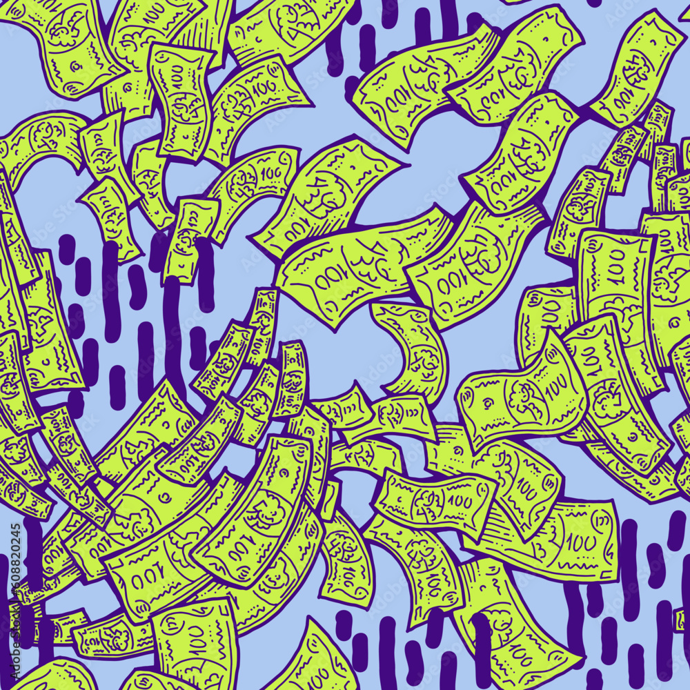 Money seamless vector pattern background for print design. Hundred ...