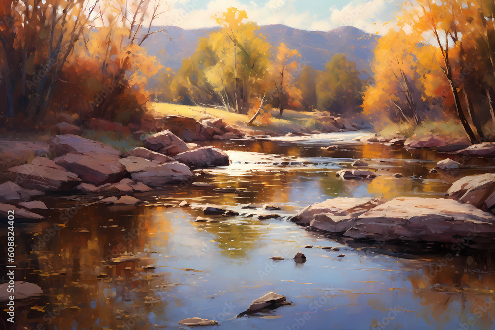 An artwork that embodies the essence of an impressionistic cerulean ...