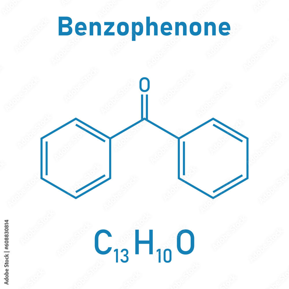 Chemical structure of benzophenone (C13H10O). Chemical resources for ...