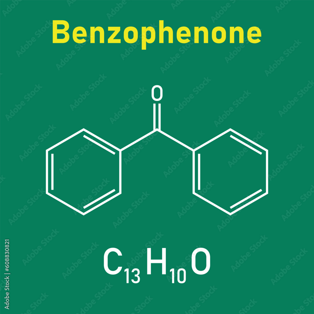 Chemical structure of benzophenone (C13H10O). Chemical resources for ...