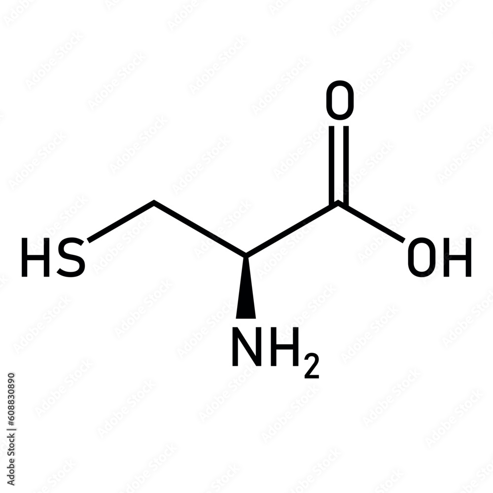 Chemical structure of L-cysteine (C3H7NO2S). Chemical resources for ...