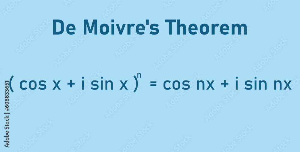 De Moivre's theorem formula in math. Mathematics resources for teachers ...