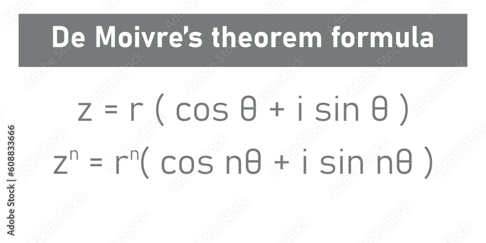 De Moivre's theorem formula in math. Mathematics resources for teachers ...