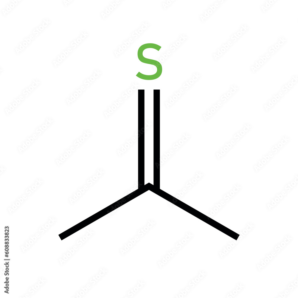 Chemical structure of Thioacetone (C3H6S). Chemical resources for ...
