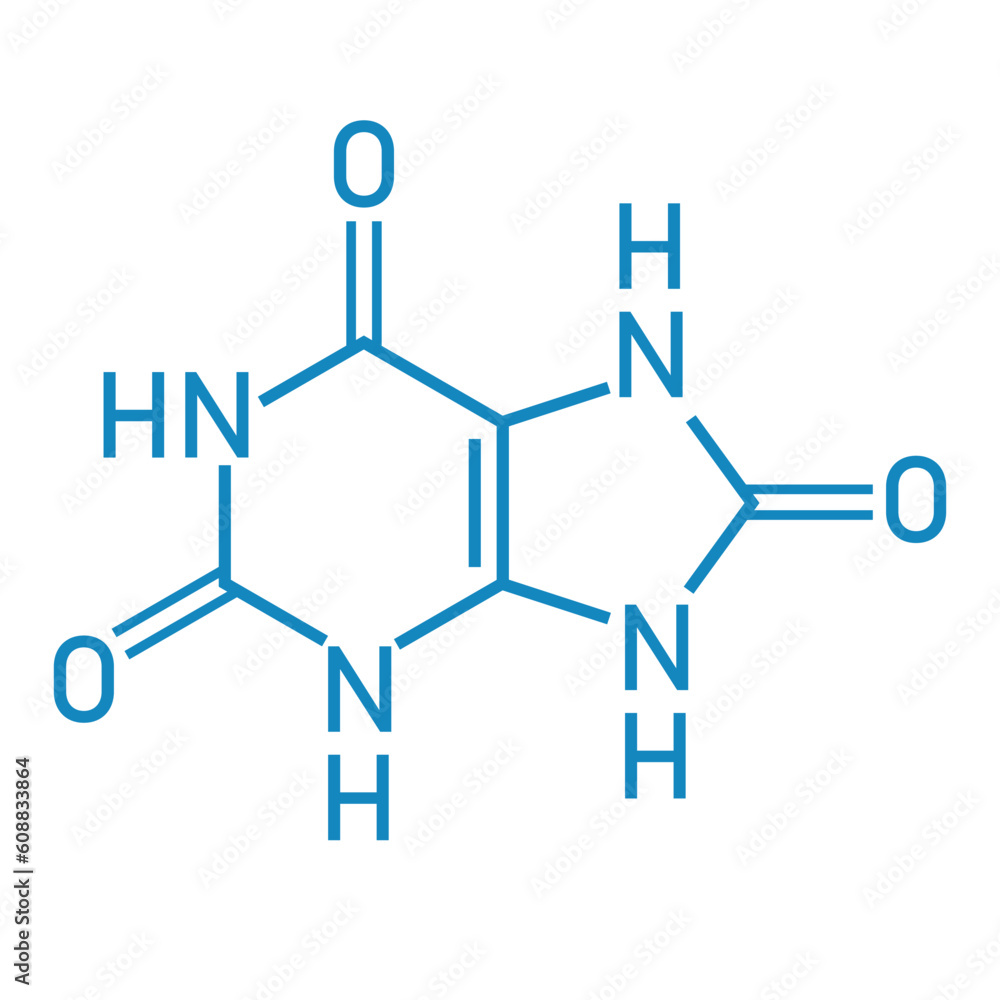 Chemical structure of uric acid (C5H4N4O3). Chemical resources for ...
