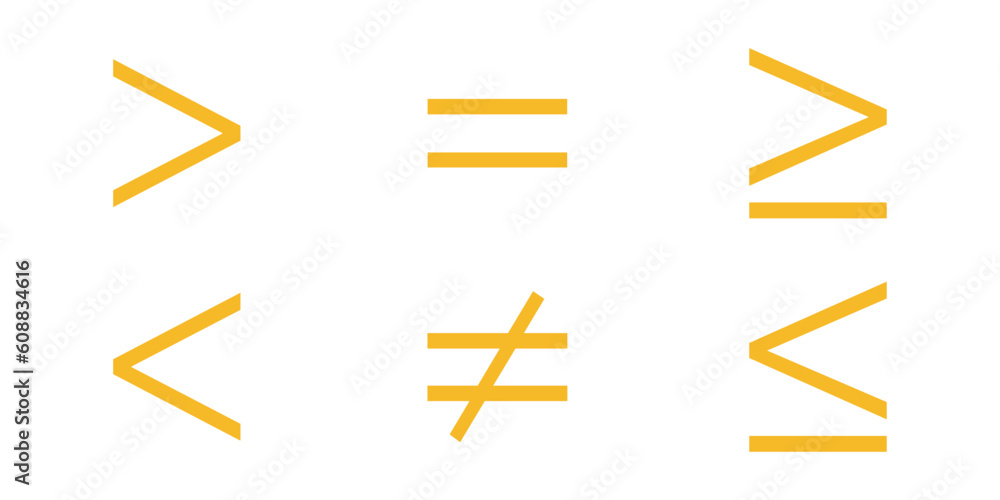 Vetor de Less than greater than and equal symbol in mathematics ...