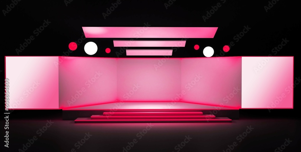 Meeting event scene, party scene design. Empty stage design for mockup ...