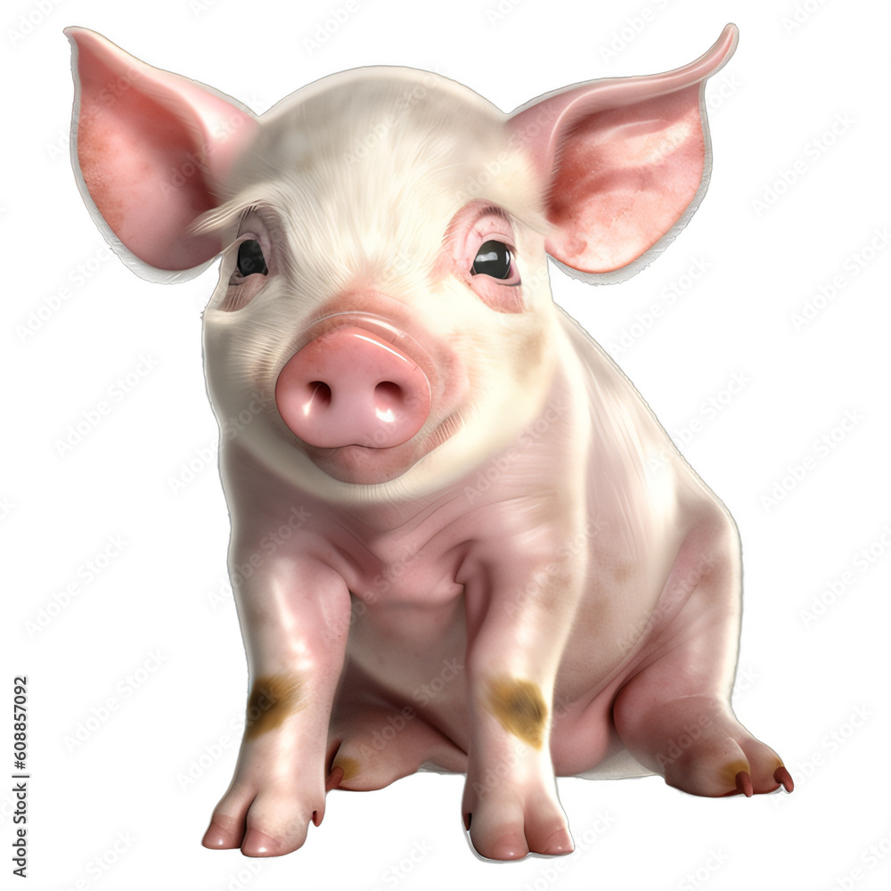 A small pig sitting on a transparent background png isolated Generative ...