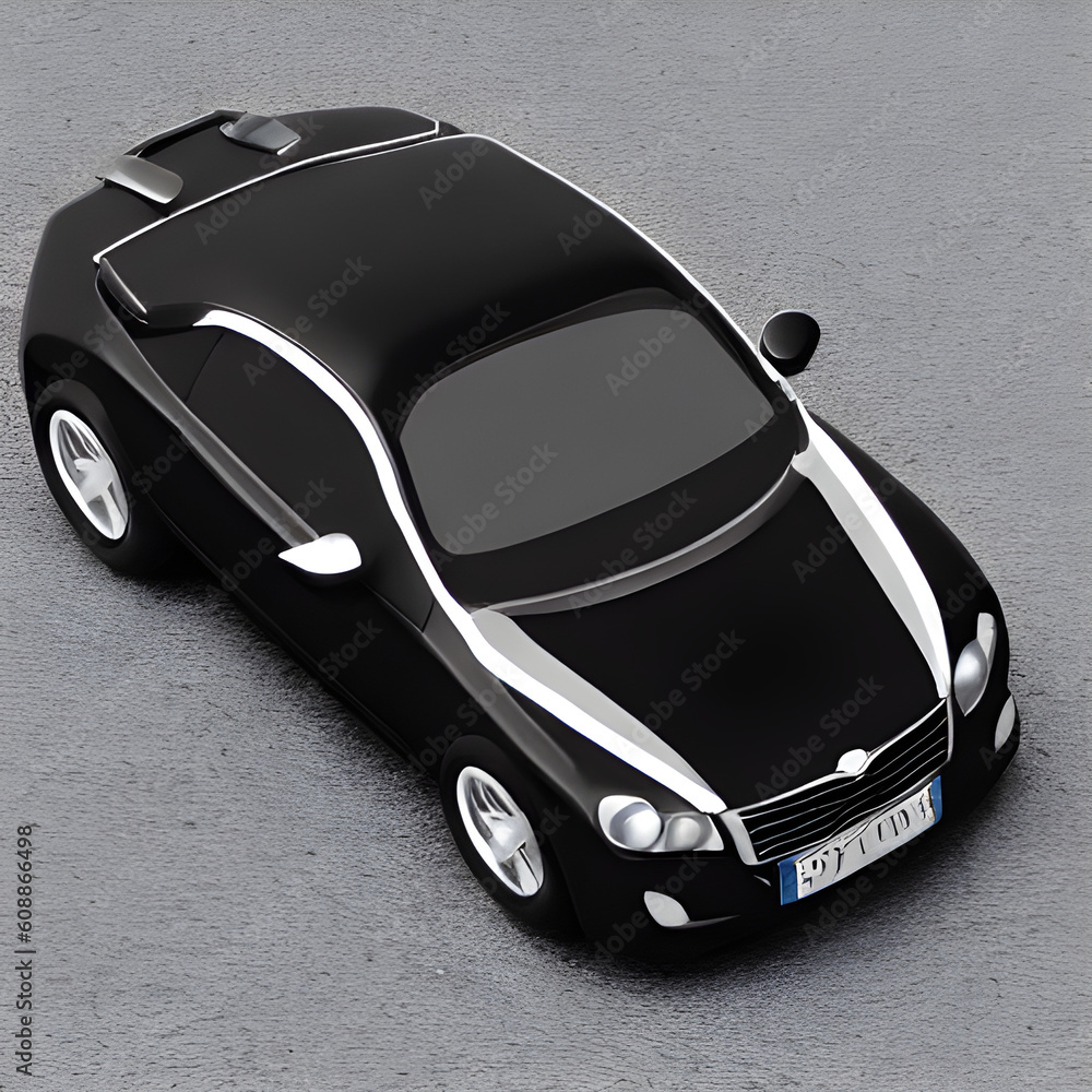 Black Dream Toy Car: Ultra-realistic 3D image of a black toy car on a ...