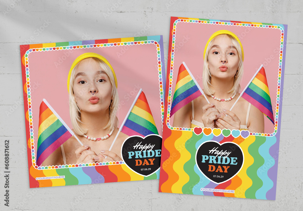 LGBT Pride Month Photo Card Layout Stock Template | Adobe Stock