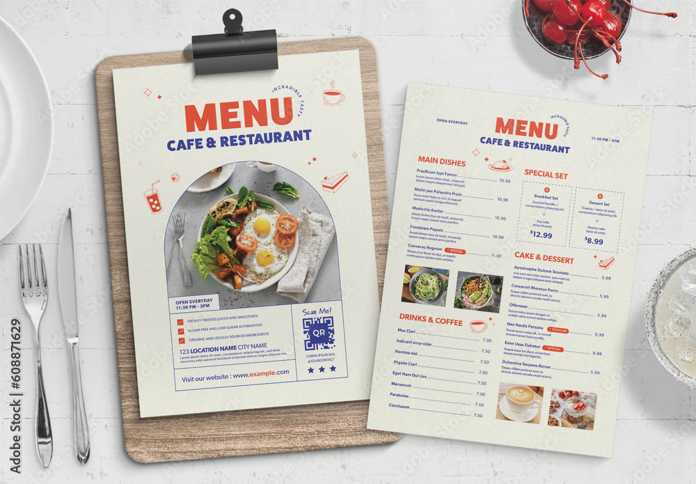 Modern Cafe Menu Layout Stock Template | Adobe Stock