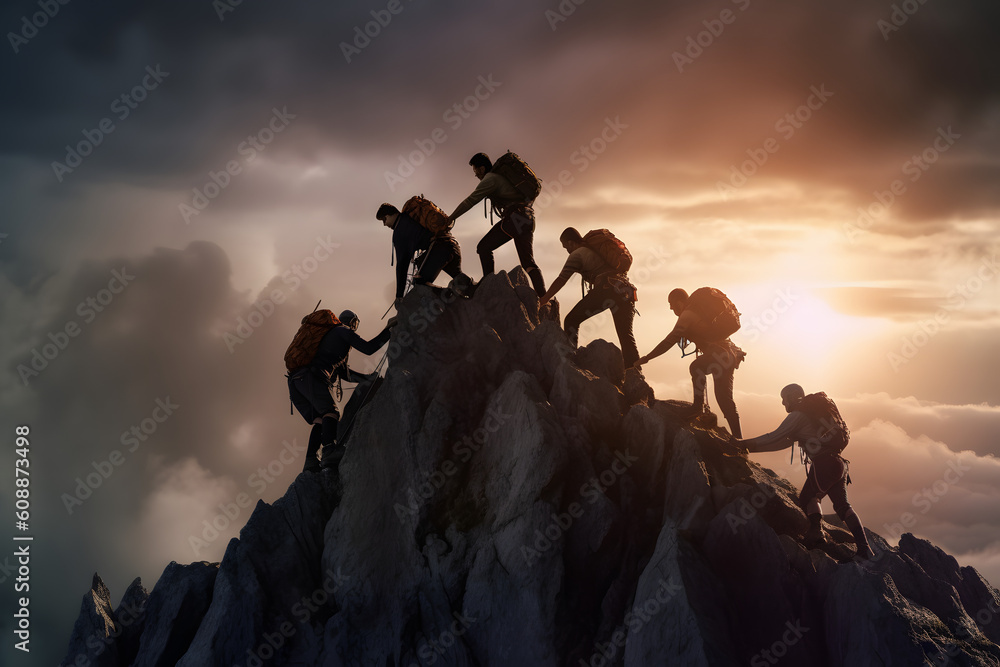 People Mountain Climbing Teamwork