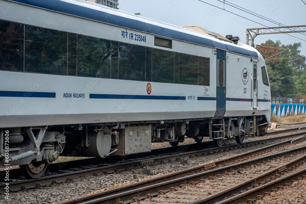 Pune, India - March 12 2023: The Solapur Mumbai Vande Bharat Express ...