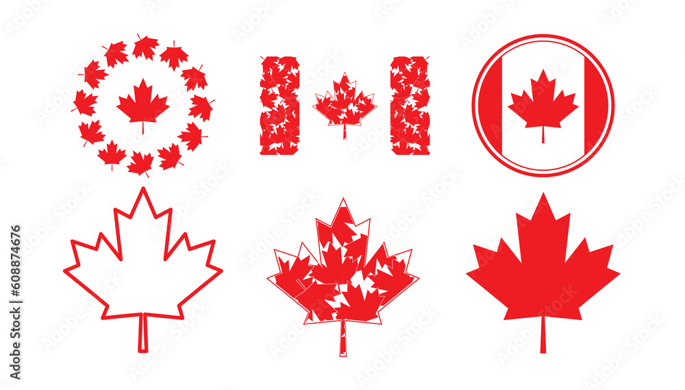 Simple set Canada day icon vector, Canadian icon set Vector. Happy ...