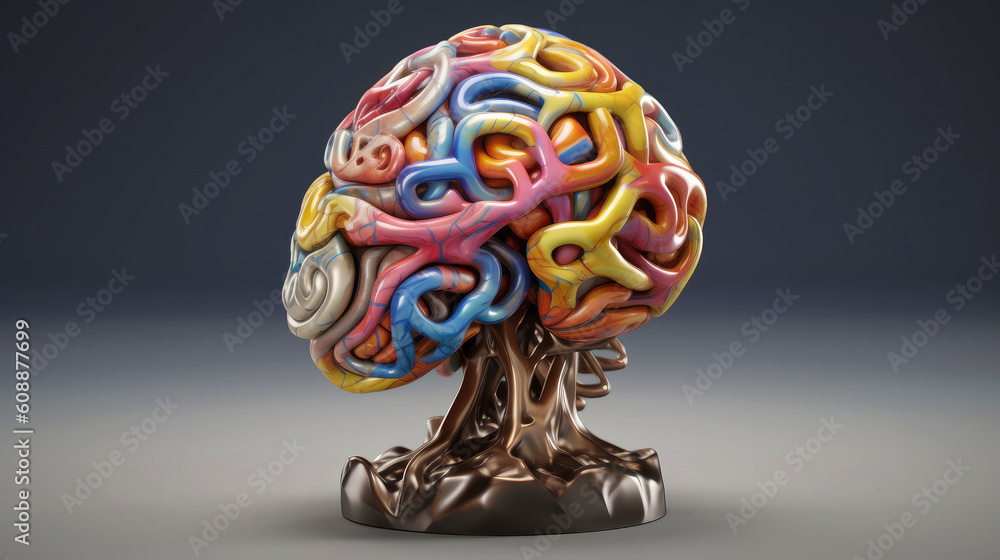 Brain and nerve forming a futuristic face illustrating the power of our ...