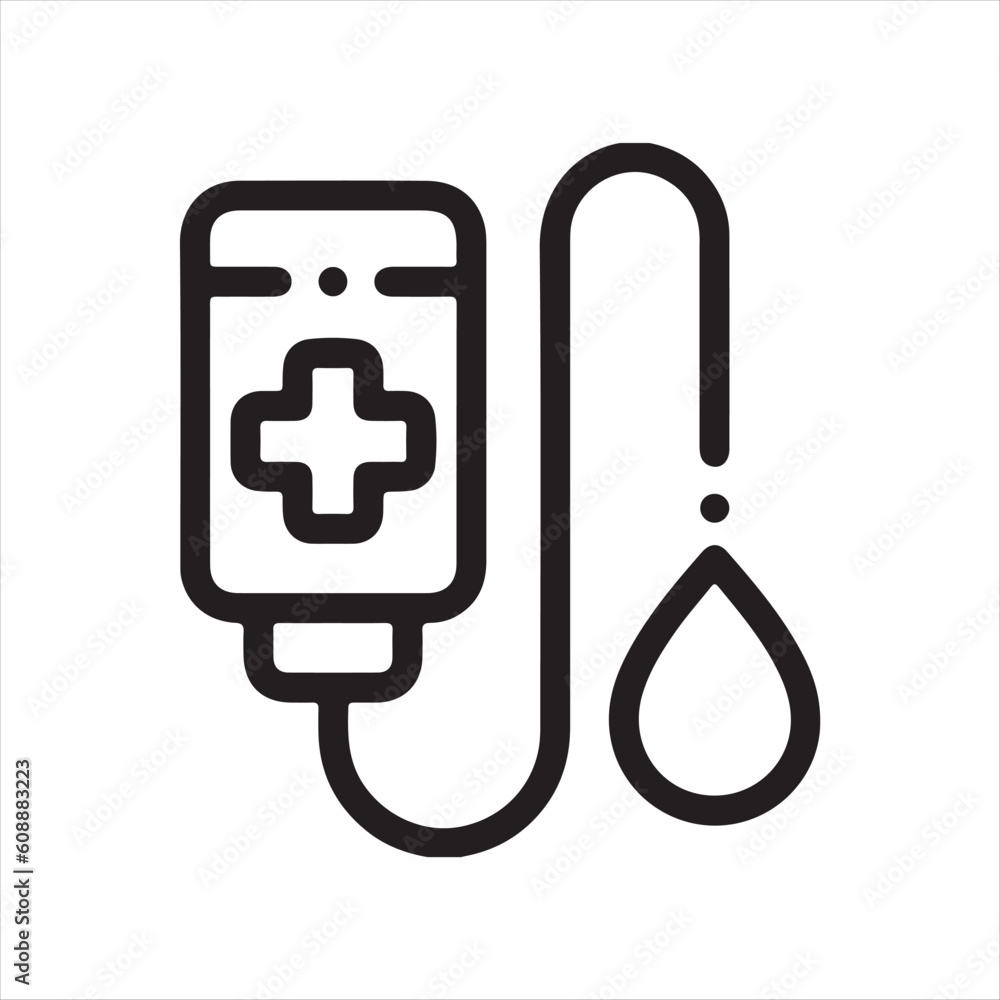 Blood Donor line icon. Blood Transfusion Silhouette Icon. Intravenous ...