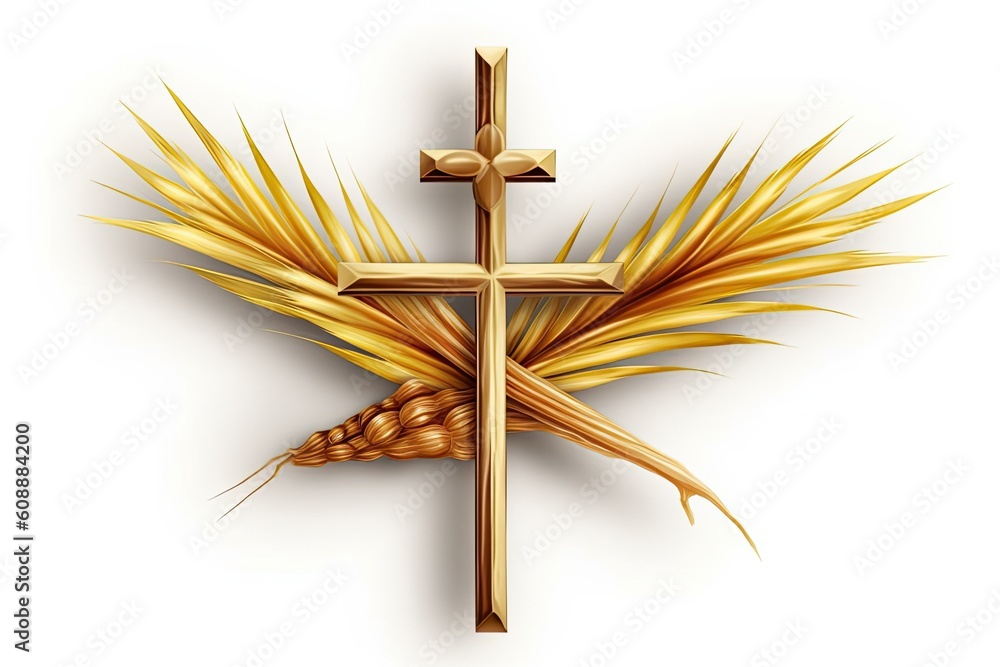 cross with wheat and a cross on it, symbolizing Christianity and the ...