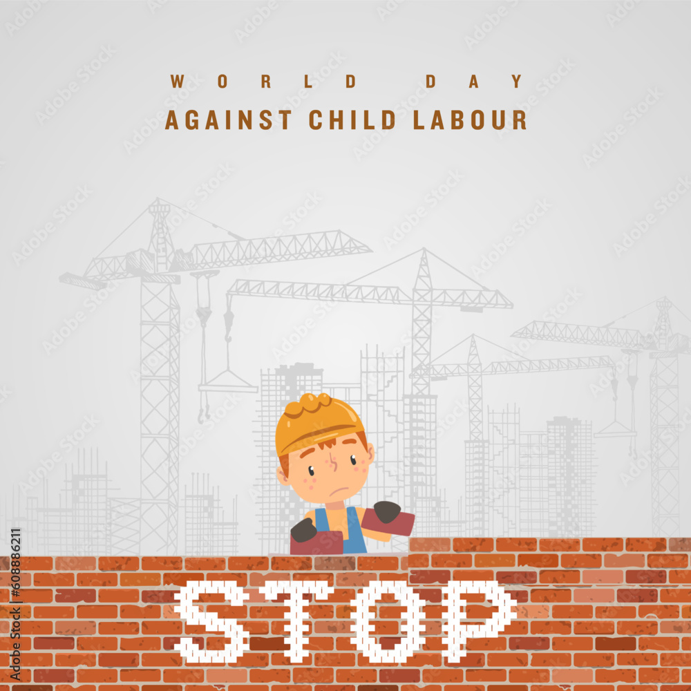 Vecteur Stock World day against child labour background with child as ...