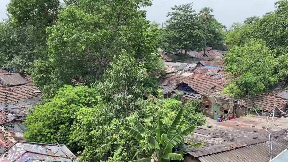 Rows of house in slums with traditional tile roofs made with clay tiles ...