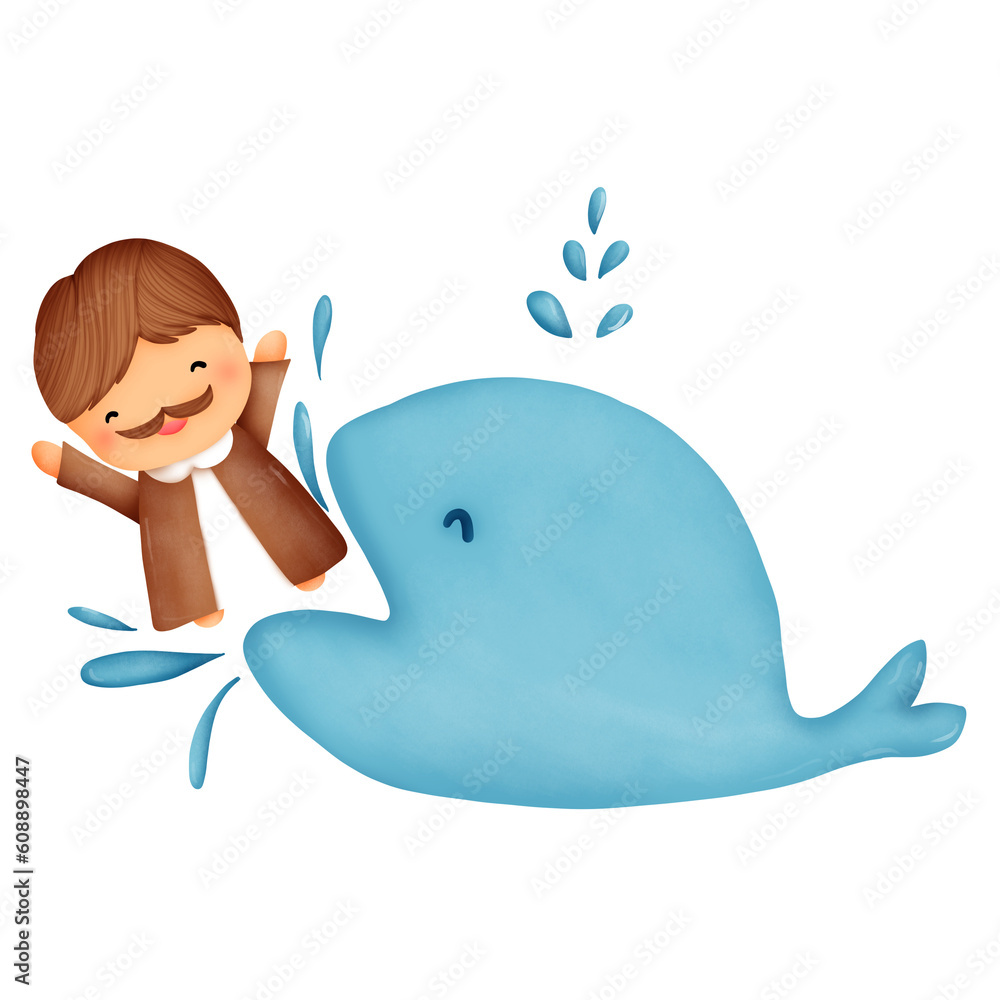 Photo & Art Print whale and Jonah watercolor from the bible clipart ...