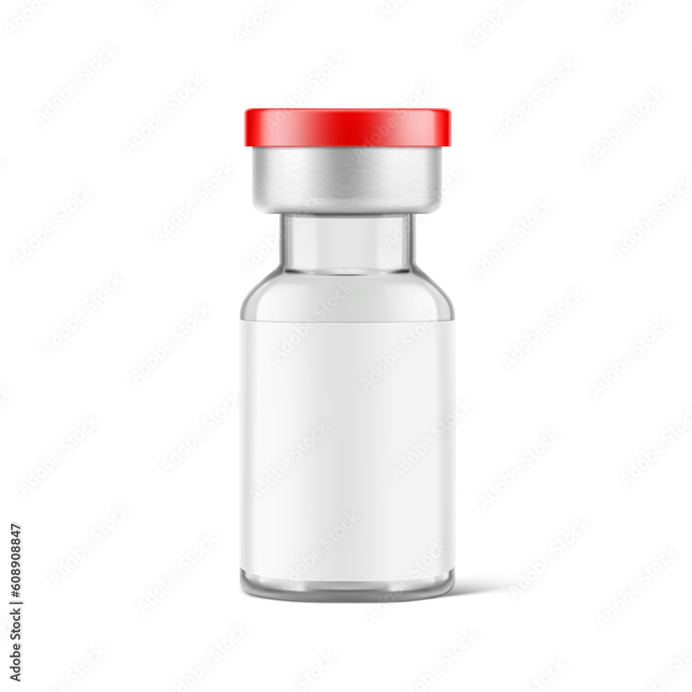 Realistic clear glass bottle for injections mockup. Vector illustration ...