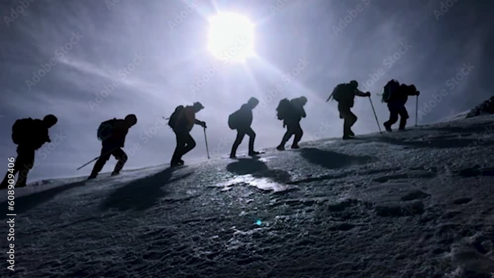 group of mountaineers hiking together in winter Stock Video | Adobe Stock