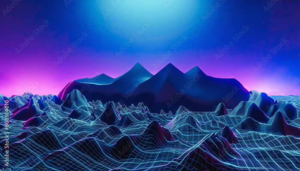 3D Abstract of Virtual Reality Background with Meshy Mountain for 3d ...