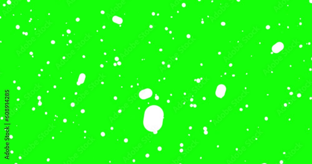 Snow falling cartoon with large particles white on blue screen. Motion ...