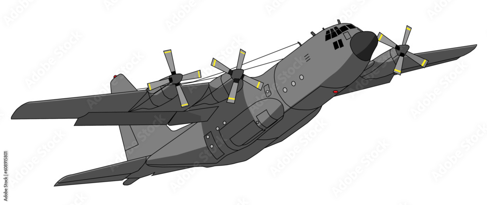 Lockheed Martin C-130B Editable Vector Illustration - For Poster ...
