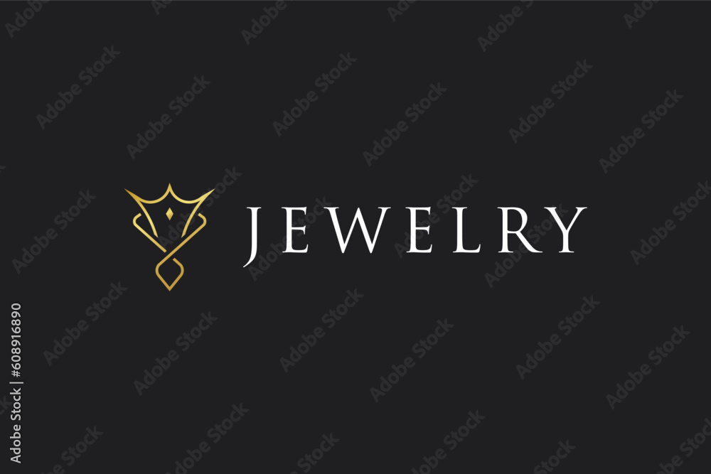 Jewelry store logo design template. Elegant and luxury gold jewellery ...