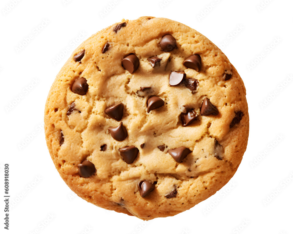 Chocolate chip cookie isolated on transparent background. PNG format ...