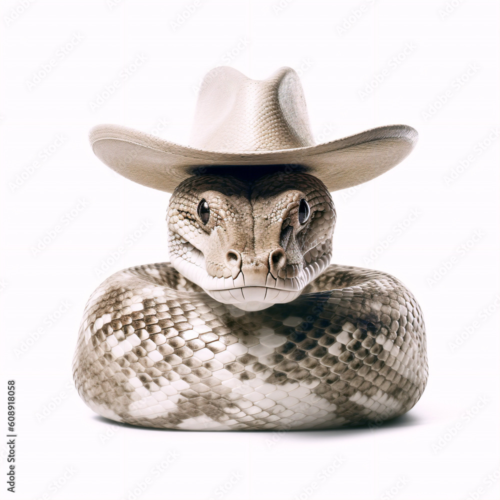 Snake wearing a cowboy hat graphics, digital craft supplies, clipart ...