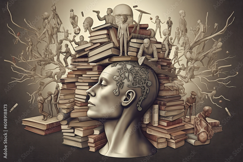 Human desire for knowledge, Head full of knowledge, Educational concept ...