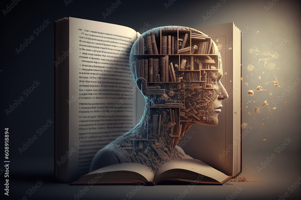Human desire for knowledge, Head full of knowledge, Educational concept ...