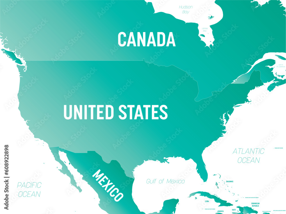USA - high detailed political map United States of America and ...