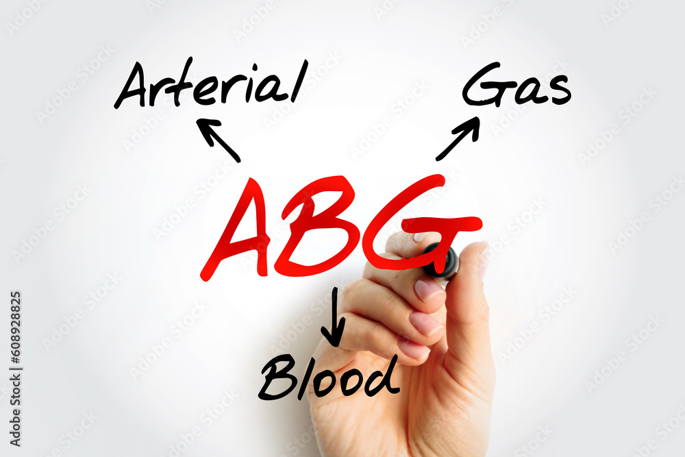 ABG - Arterial Blood Gas acronym, medical concept background Stock ...