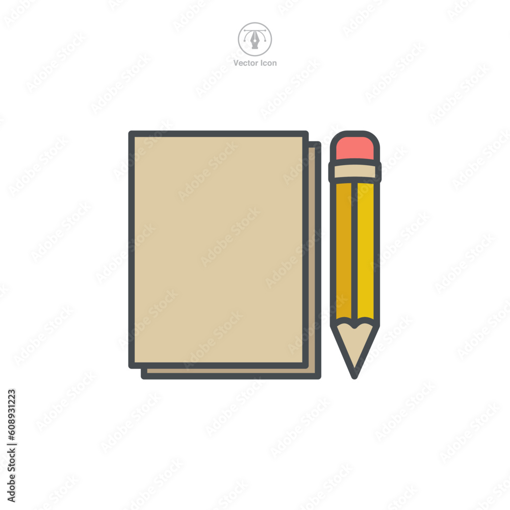 Paper and Pencil Icon symbol template for graphic and web design ...